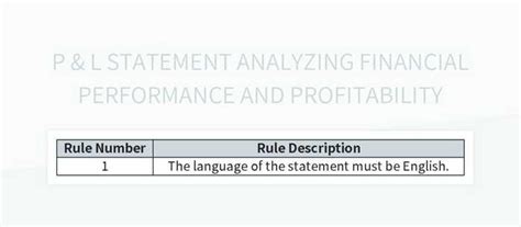 Analyzing Financial Performance And Profitability Through P L Statement Excel Template Free