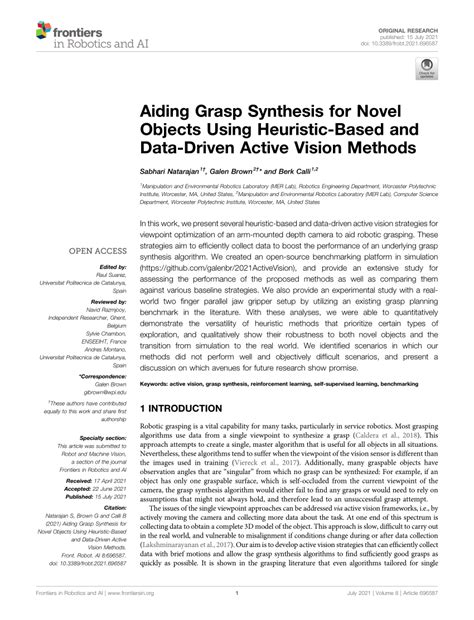 Pdf Aiding Grasp Synthesis For Novel Objects Using Heuristic Based And Data Driven Active
