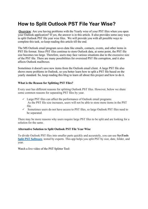 How To Split Outlook Pst File Year Wise By Ssd Recovery Issuu