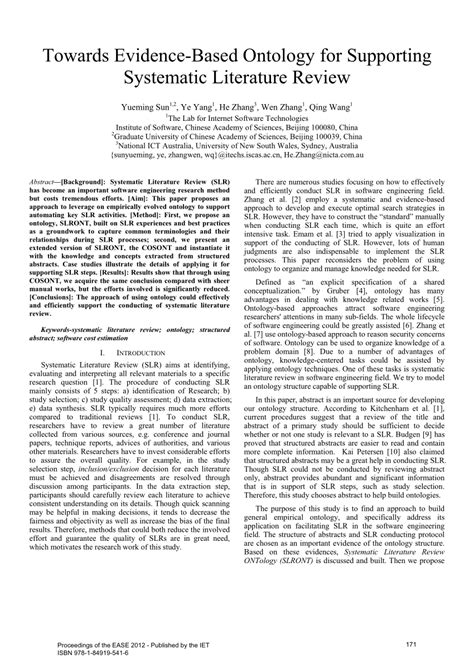 Pdf Towards Evidence Based Ontology For Supporting Systematic Literature Review