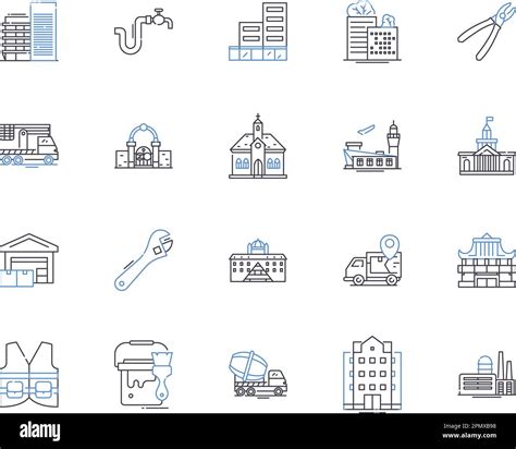 Construction Design Outline Icons Collection Architecture Drafting