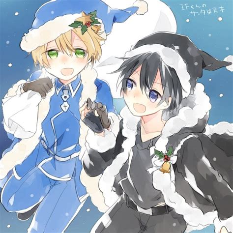 Kirito X Eugeo Sao Christmas Fanart อะนิเมะ