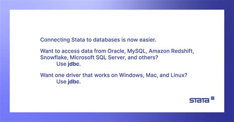 Connecting To Databases Using Jdbc New In Stata 17