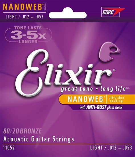 Elixir Light Nanoweb Acoustic Guitar Strings Musicians Friend