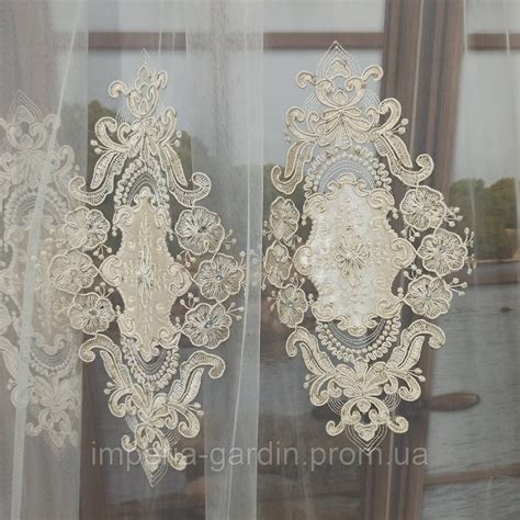 Купити Тюль фатин з вишивкою жемчугом і камінцями розпродаж залишок 5м ціна 950 ₴ Prom Ua Id