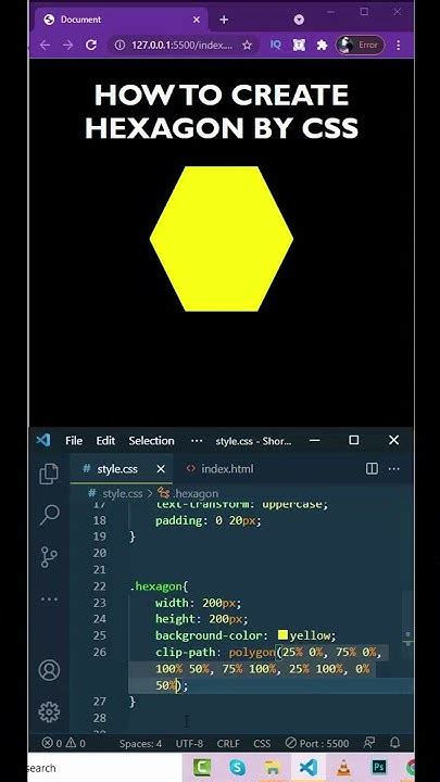 How To Create Hexagon 🔥 By Css Using Clip Path Shorts Shortsviral