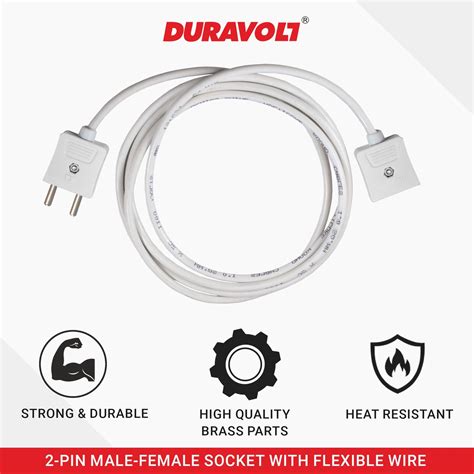 2 Pin Male Female Socket With Flexible Wire Duravolt 2 Pin Male Female Socket With Flexible Wire Duravolt
