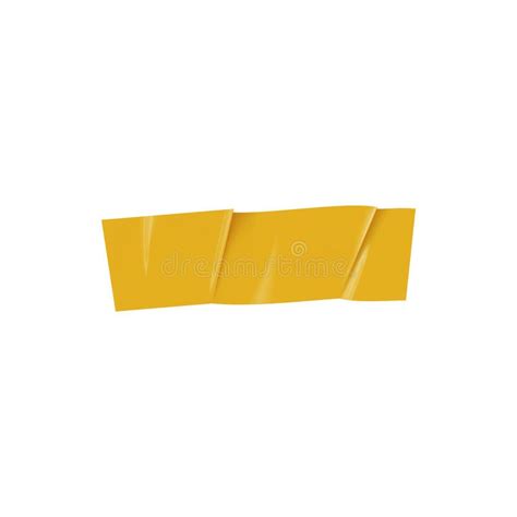 Yellow Sticky Tape Strip Vector Adhesive Wrinkled Horizontal Paper