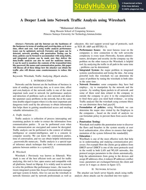 A Deeper Look Into Network Traffic Analysis Using Wireshark Pdf Computer Networking Computing