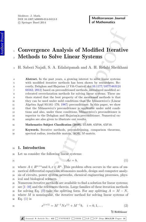 Pdf Convergence Analysis Of Modified Iterative Methods To Solve