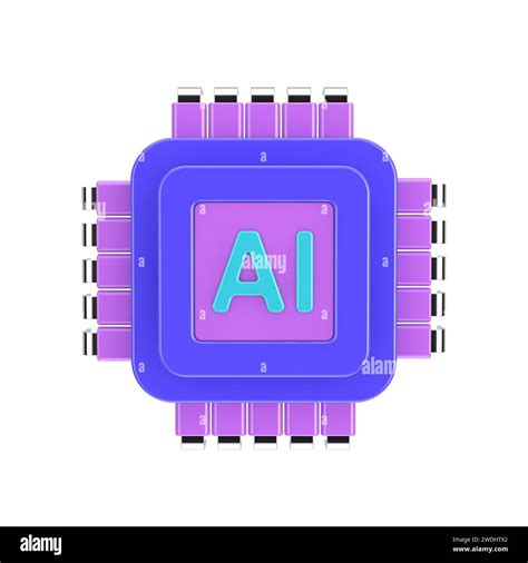 Cartoon Ai Powered Microchip Cpu Processor Web Icon On A White