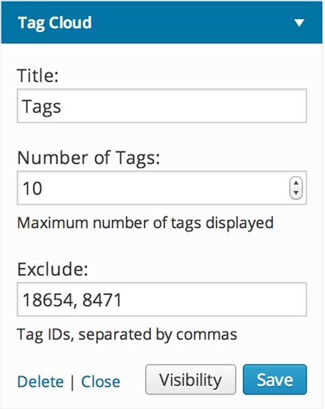 Tag Cloud Widget Support WordPress