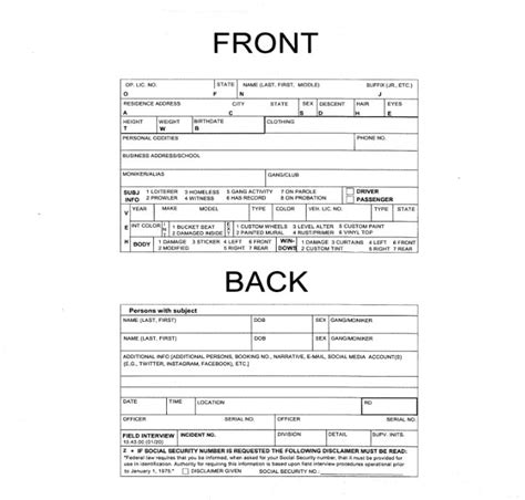 Lapd Field Interview Fi Cards The Lapd Headquarters Facebook Lapd Field Interview Fi Cards The Lapd Headquarters Facebook