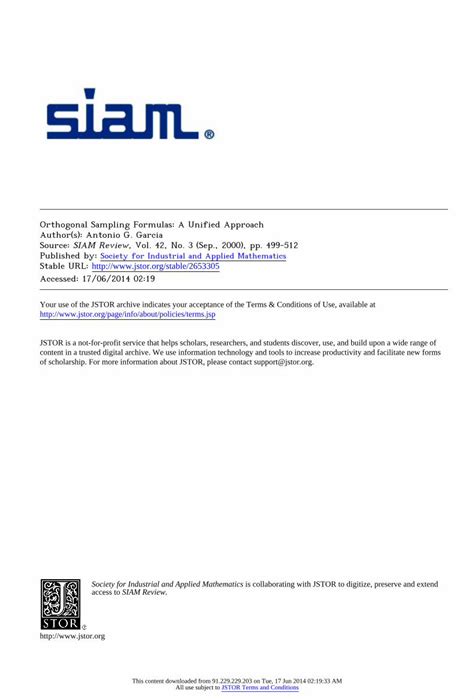 Pdf Orthogonal Sampling Formulas A Unified Approach Dokumentips
