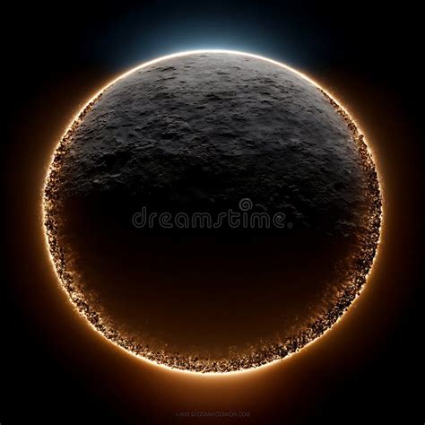 A Textured Spherical Object Resembling A Planet Is Illuminated From One Edge Stock