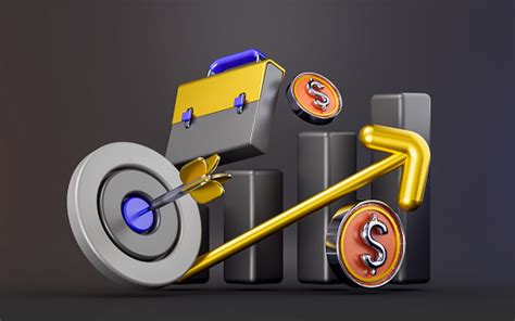 황소 눈 화살표 서류 가방 달러 동전 기호가 어둠에 선 차트 다이어그램에 대한 스톡 사진 및 기타 이미지 다이어그램 3차원 형태 검은색 Istock