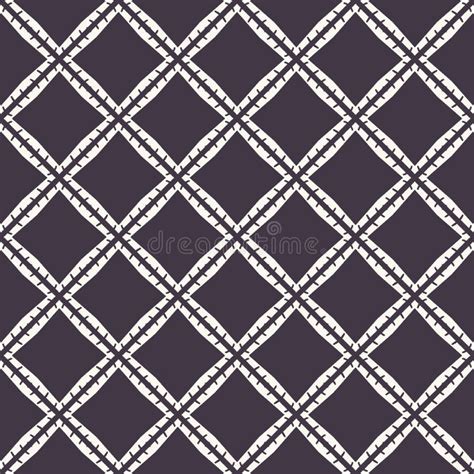 Seamless Vector Pattern Hand Drawn Square Lattice Grid Repeating Geo Background Monochrome