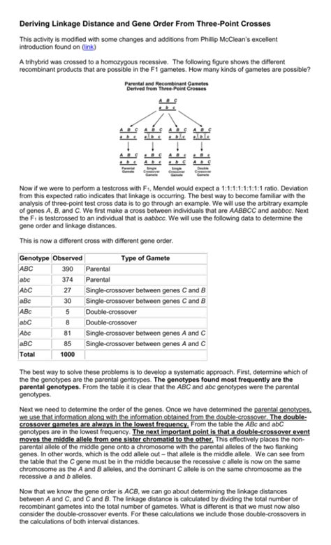 Deriving Linkage Distance And Gene Order From Three Loci