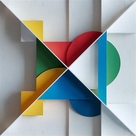 Intersecting Shapes Design On White Background Abstract Minimalistic Wallpaper Colorful