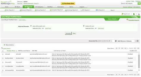 Report On Skype For Business Enabled And Disabled Users Via Admanager Plus