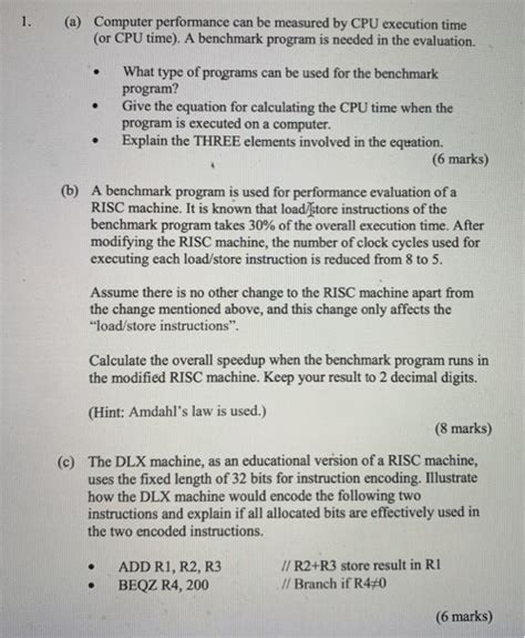 1 A Computer Performance Can Be Measured By Cpu