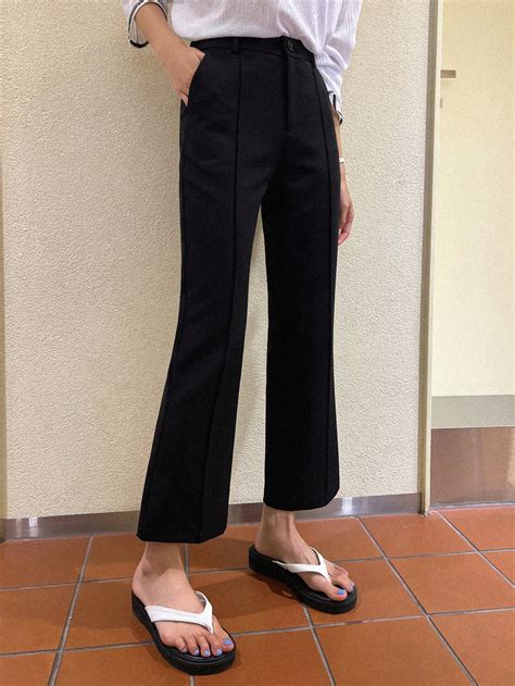 Dazy High Waist Slant Pocket Flare Leg Suit Pants Shein Usa