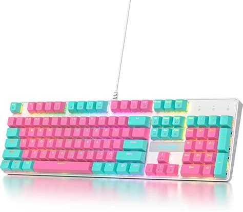 Surmen Full Size Pink Creamy Keyboard With Number Pad 104