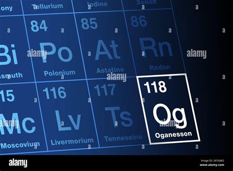 Oganesson On Periodic Table Of Elements Extremely Radioactive Superheavy Synthetic