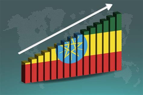 데이터 국가 통계 개념에 에티오피아 3d 막대 차트 그래프 벡터 위쪽 상승 화살표 프리미엄 벡터