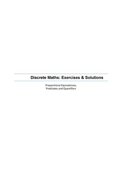 Propositional Equivalences Predicates And Quantifiers Exercises Discrete Maths Exercises