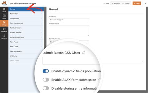 how to enable dynamic field population with wpforms
