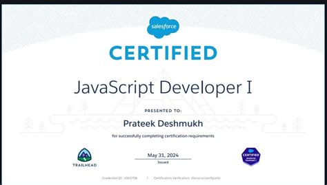 🎉 Excited To Announce That Ive Earned The Salesforce Javascript Developer I Certification