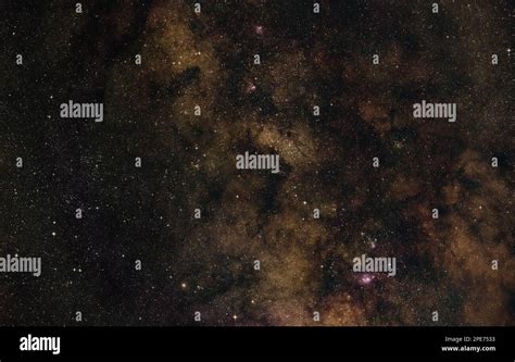 Night Sky With Milky Way Near Scutum And Sagittarius Constellation Bright M22 Globular Cluster