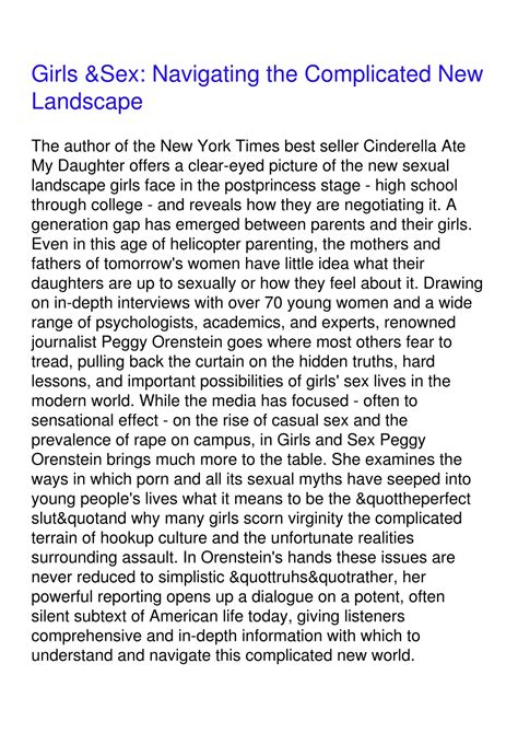 Ppt Pdf Download Girls And Sex Navigating The Complicated New Landscape Powerpoint