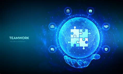 Teamwork Technology Concept Business Partnership Global Cooperation Communication Network