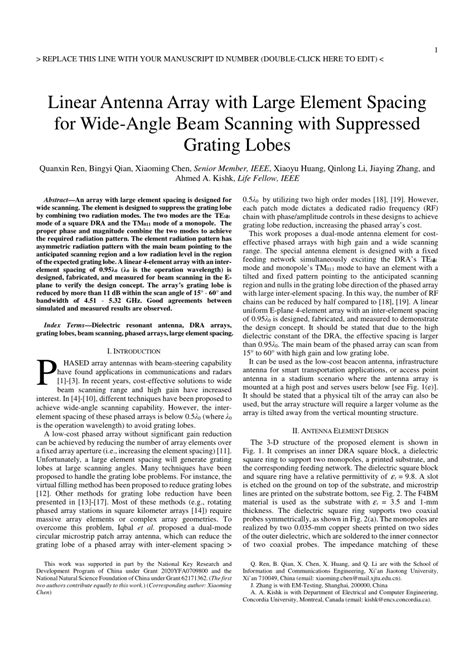 Pdf Linear Antenna Array With Large Element Spacing For Wide Angle