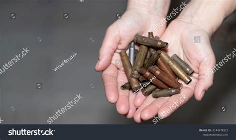 Person Holds Bullet Casings Different Types Stock Photo 2144278115 Shutterstock