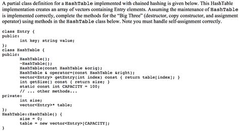 A Partial Class Definition For A Hashtable