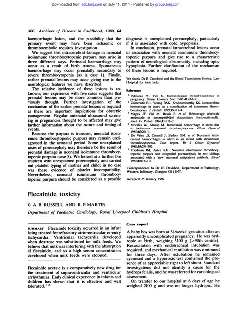 Pdf Flecainide Toxicity