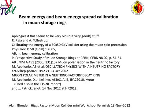 Ppt Beam Energy And Beam Energy Spread Calibration In Muon Storage