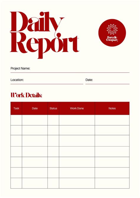 Page 2 Free Printable Customizable Daily Report Templates Canva