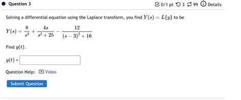 Solved Solving A Differential Equation Using The Laplace