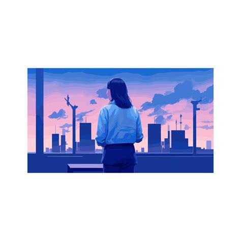 Vetor Livre De Um Homem Em Frente Ao Horizonte De Uma Cidade E