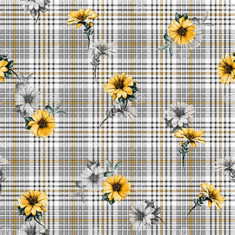 Chex Pattern Background With Yellow Floral Design Stock Illustration Illustration Of Plant