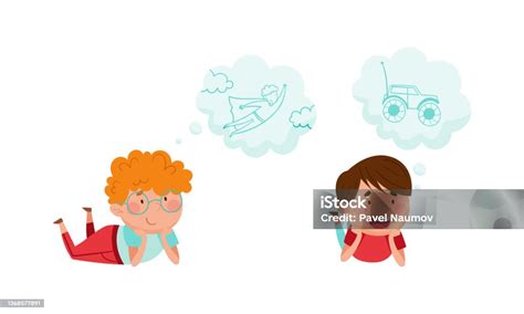 거품 세트에 꿈의 소원을 가진 아이들 슈퍼 히어로와 라디오 제어 자동차 만화 벡터 일러스트가되는 것에 대해 생각하는 아이들