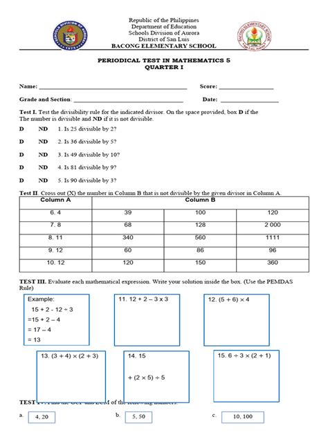 Grade 5 Q1 Mathematics Pdf Mathematics Arithmetic