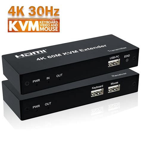 4k 60m Hdmi Kvm Extender Over Rj45 Ethernet Cat5e 6 Cable 120m Hdmi Usb Extender Transmitter