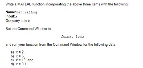 Solved Part C MATLAB Programming M File Function The Chegg