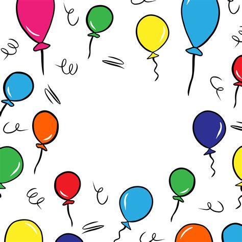 Cartoon Frame Pattern With Doodle Hand Drawn Balloons Isolated On White