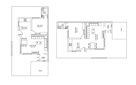 Two Story House Floor Plan Distribution Cad Drawing Details Dwg File